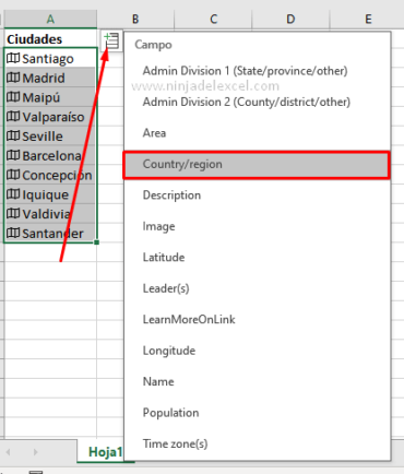 Tipos de Datos de Excel: Acciones y Geografía - Ninja del Excel