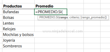 Función PROMEDIO.SI en Excel - Tutorial Paso a Paso - Ninja del Excel