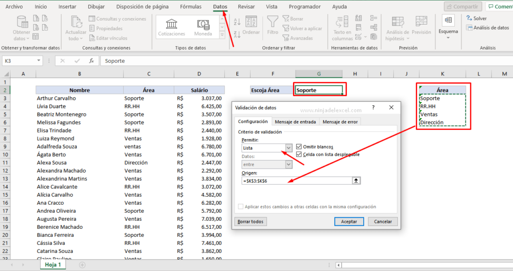 Cómo Crear Una Lista Desplegable sin Repetir en Excel - Ninja del Excel