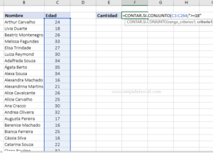 Función CONTAR.SI.CONJUNTO Entre Dos Valores - Ninja del Excel