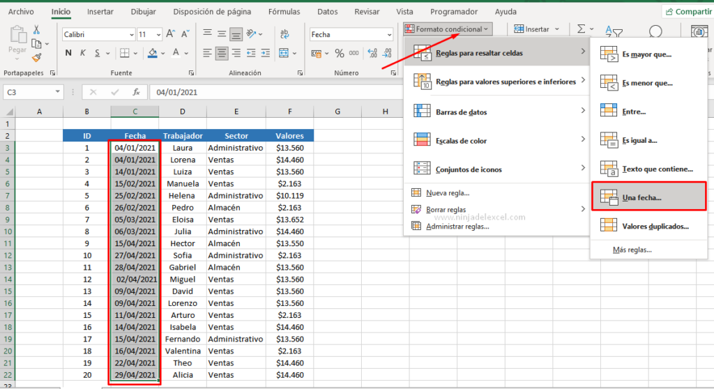 Cómo Dar Formato Condicional de Fecha en Excel - Ninja del Excel