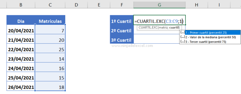 Cuartil en Excel: Aprenda a Calcular - Ninja del Excel