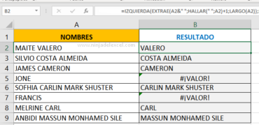 Como Extraer el Segundo Nombre en Excel - Ninja del Excel
