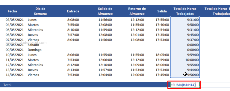 Como Calcular Horas Trabajadas en Excel - Ninja del Excel