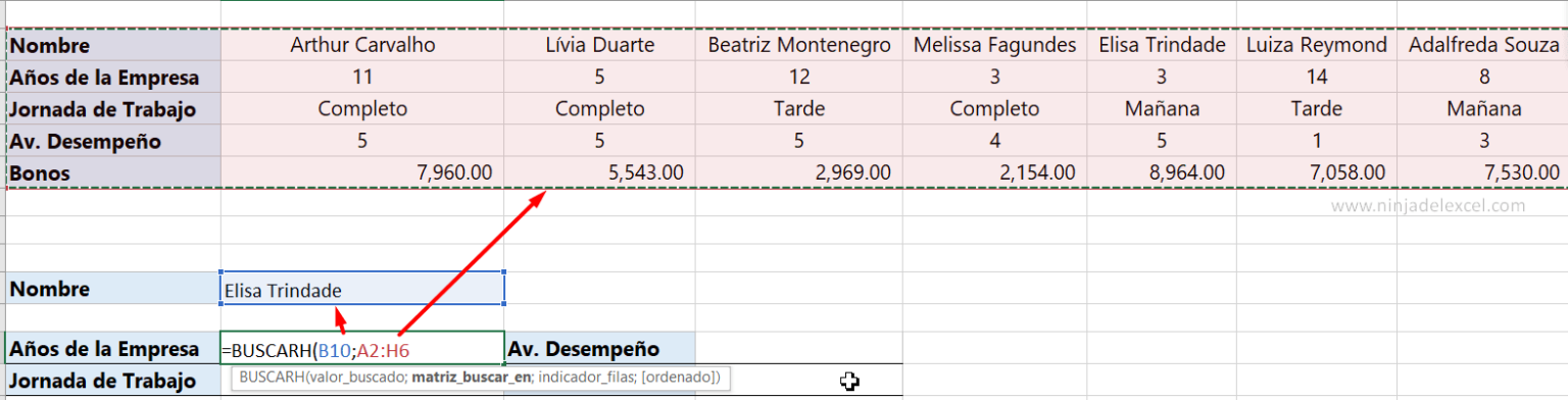 Función BUSCARH en Excel: Aprenda a Como Usar - Ninja del Excel