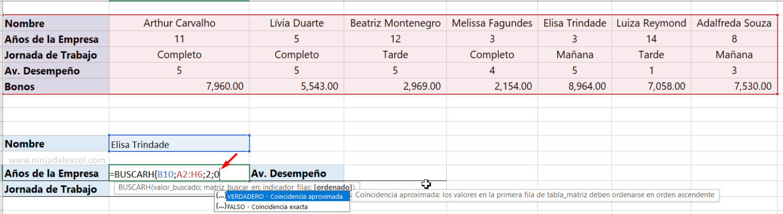 Función BUSCARH en Excel: Aprenda a Como Usar - Ninja del Excel