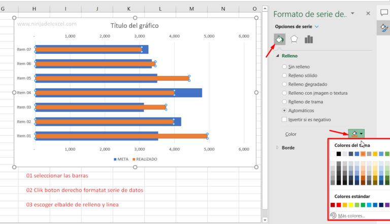 Gráfico Meta vs Realizado en Excel - Ninja del Excel