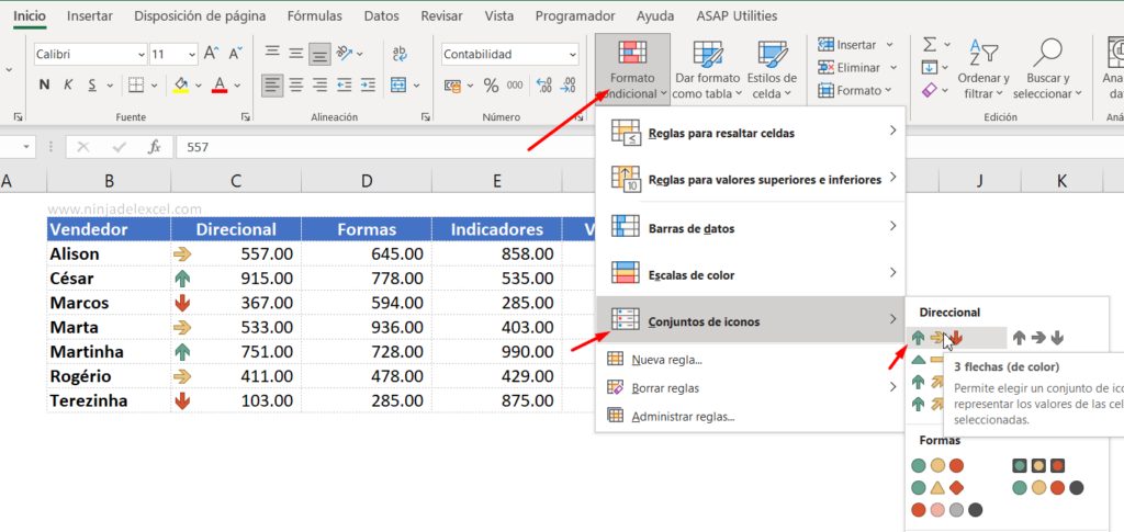 Formato Condicional Usando Iconos en Excel - Ninja del Excel