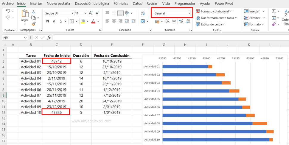 Como Hacer un Diagrama de Gantt en Excel - Ninja del Excel