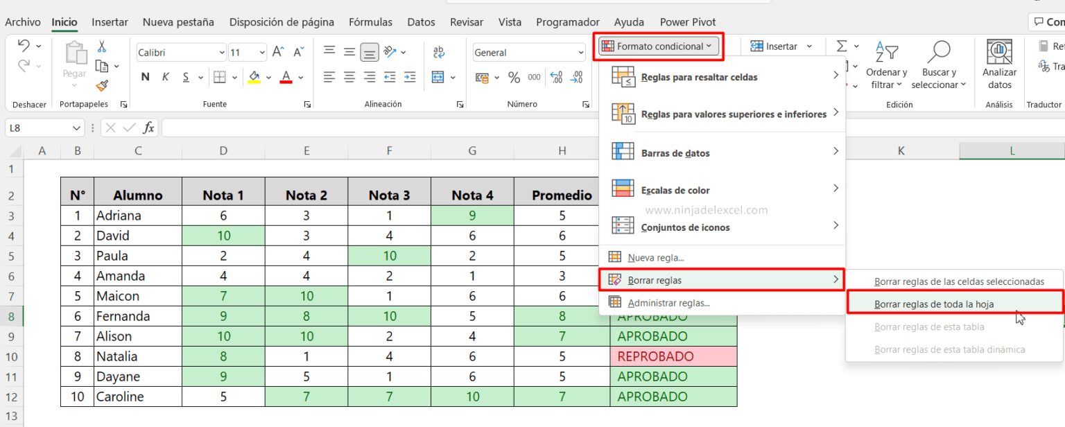 Como Borrar el Formato Condicional en Excel - Ninja del Excel Como Borrar el Formato Condicional en Excel - Ninja del Excel
