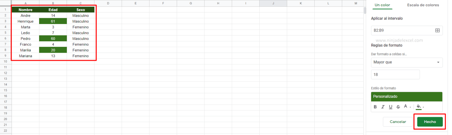 Formato Condicional en Google Sheets - Ninja del Excel