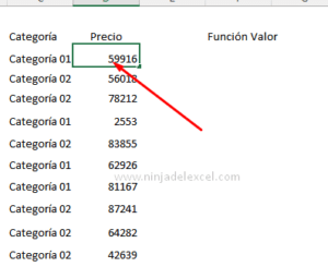 Función de Valor en Excel. Paso a paso - Ninja del Excel