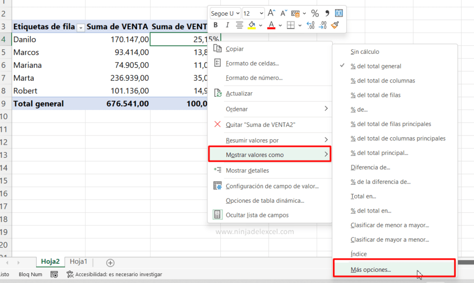 Diferentes Valores en Tabla Dinámica en Excel - Ninja del Excel