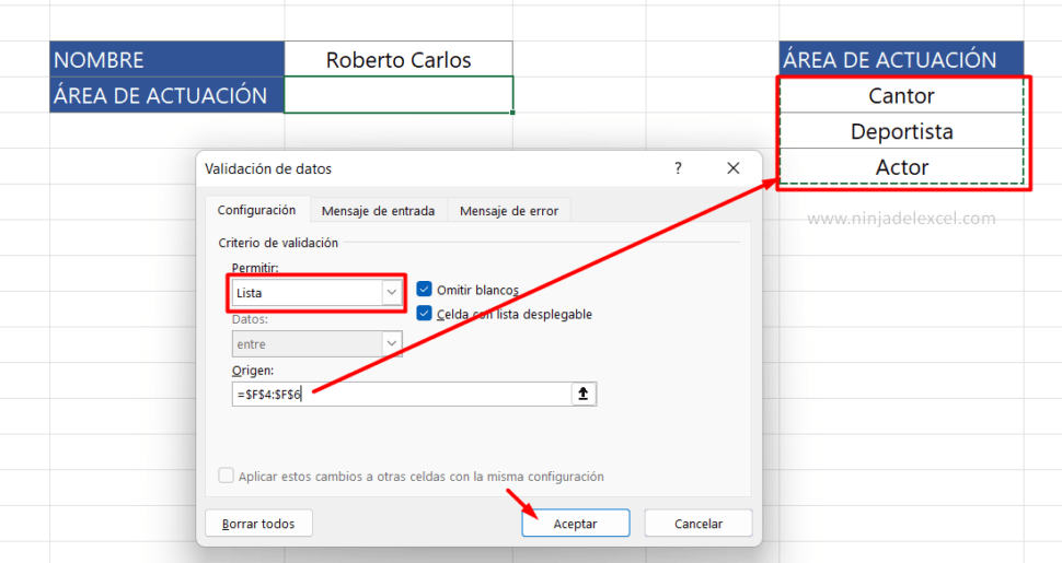 Menú desplegable en Excel - Paso a Paso - Ninja del Excel