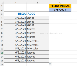 Rango de Fechas Secuenciales con Repetición en Excel - Ninja del Excel