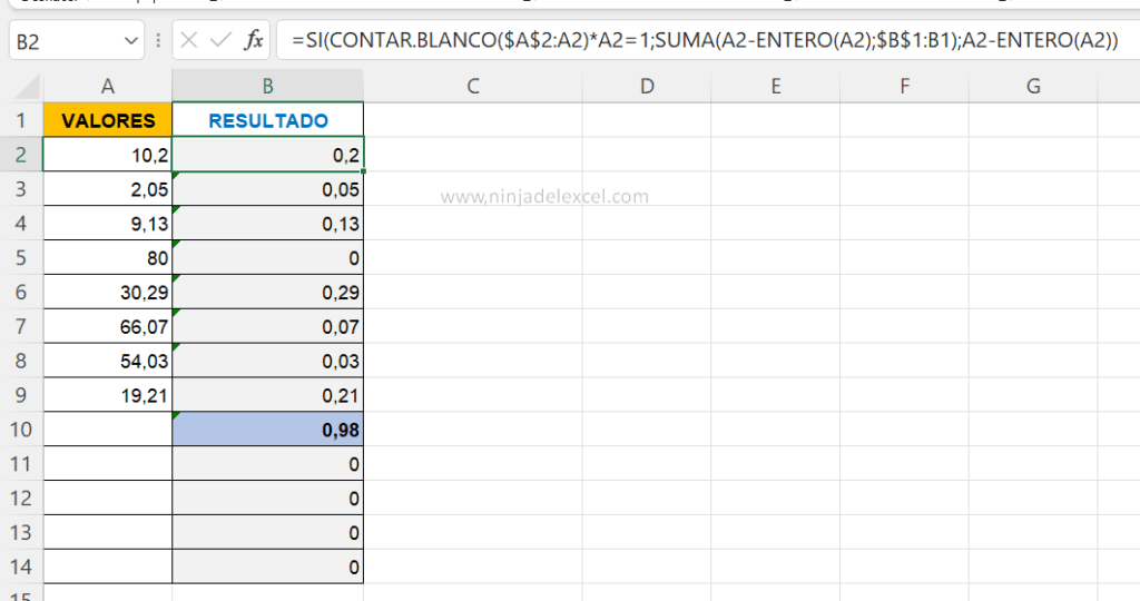 Como Extraer Decimales de un Número en Excel - Ninja del Excel Como Extraer Decimales de un Número en Excel - Ninja del Excel
