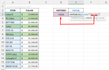 Como Sumar Valores con Caracteres Comodín en Excel - Ninja del Excel
