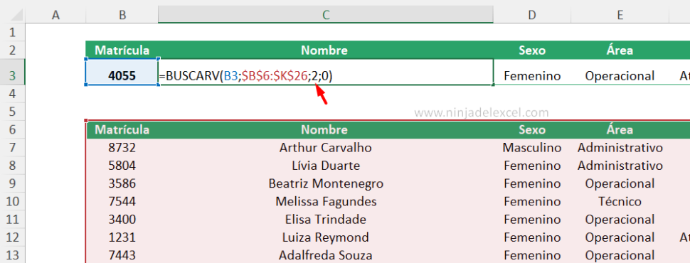 Usar la Función BUSCARV con COLUMNA en Excel - Ninja del Excel