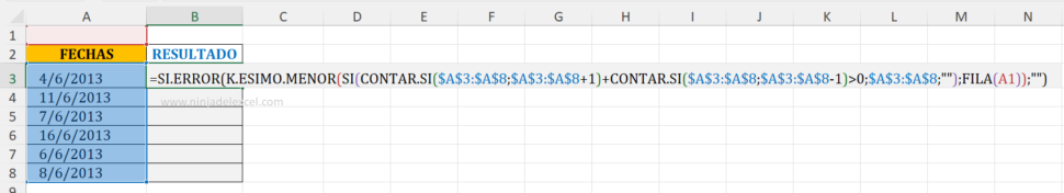 Cómo Extraer Fechas Consecutivas en Excel - Ninja del Excel