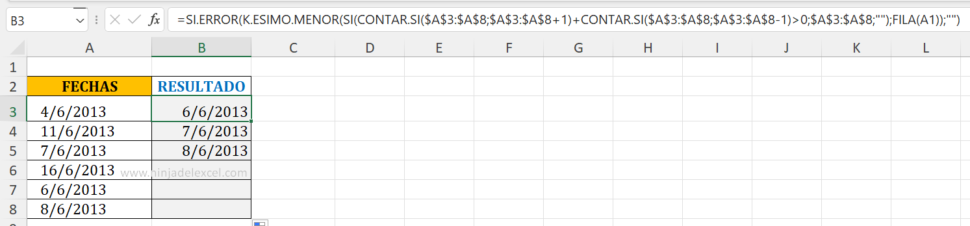 Cómo Extraer Fechas Consecutivas en Excel - Ninja del Excel