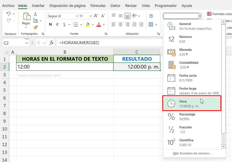 Todo Sobre Función HORANUMERO en Excel (Guia Completa) - Ninja del Excel