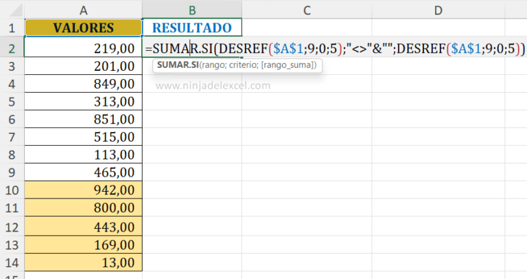 Sumando los Últimos 5 Valores en Excel - Ninja del Excel