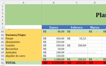 Modelo de Plantilla de Gastos Personales en Excel (Download) - Ninja del Excel