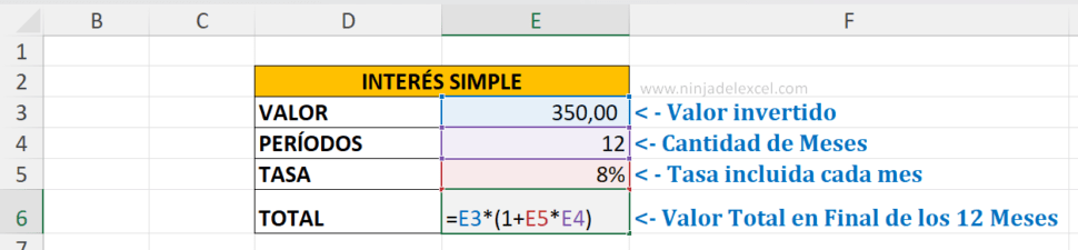 Fórmula Intereses Simples en Excel, ¡Aprende a Calcular! - Ninja del Excel