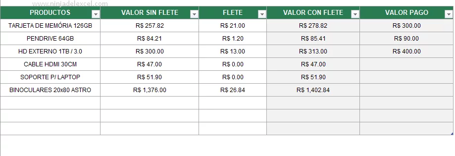 Plantilla de Saldo Inicial y Saldo Final en Excel - Ninja del Excel