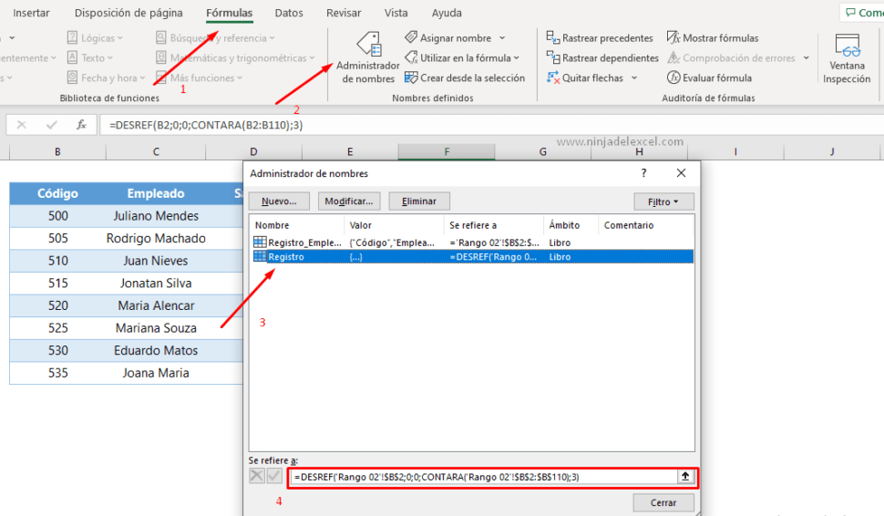 Como Aumentar el Rango Nombrado Automáticamente en Excel - Ninja del Excel