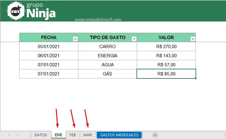 Plantilla de Gastos Mensuales en Excel (Download) - Ninja del Excel Plantilla de Gastos Mensuales en Excel (Download) - Ninja del Excel