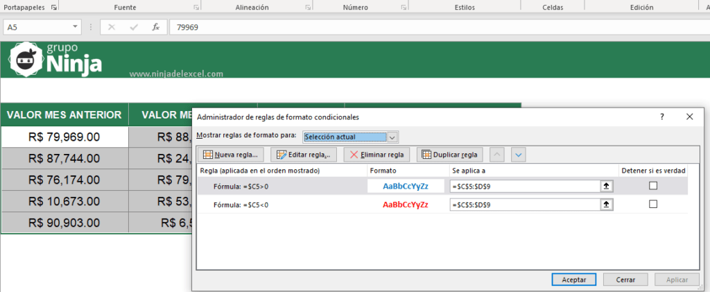 Tabla de Cálculo de Variaciones en Excel - Ninja del Excel