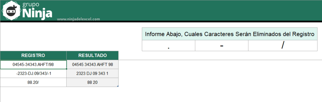 Plantilla Para Eliminar Caracteres en Excel - Ninja del Excel Plantilla Para Eliminar Caracteres en Excel - Ninja del Excel