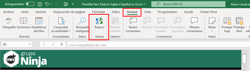 Plantilla Para Traducir Inglés a Español en Excel - Ninja del Excel