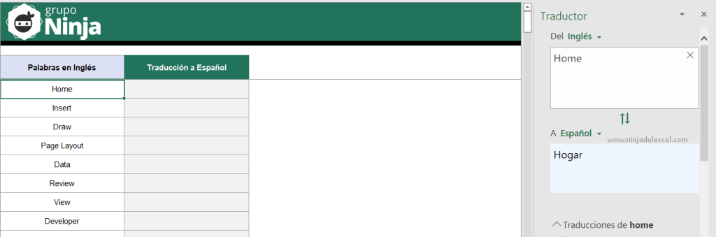 Plantilla Para Traducir Inglés a Español en Excel - Ninja del Excel