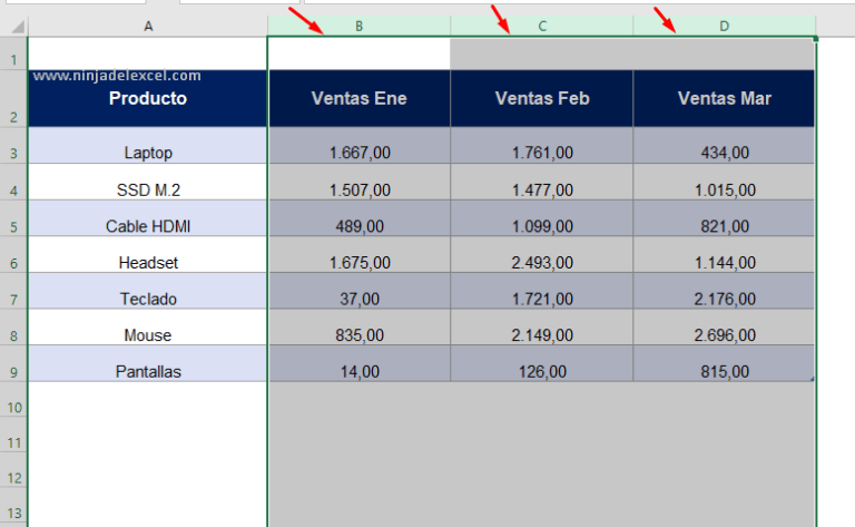 Como Agrupar Columnas en Excel - Ninja del Excel