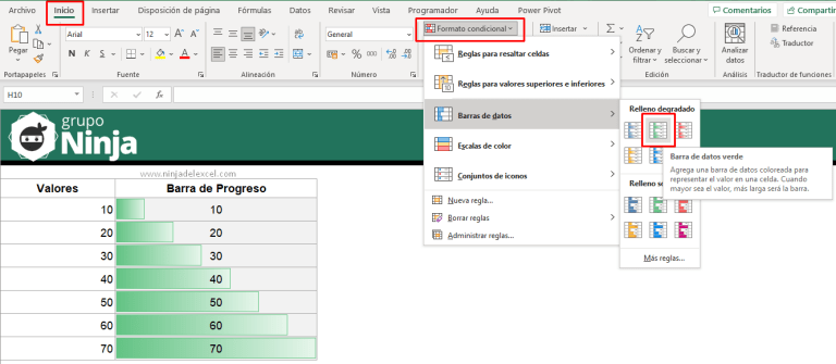Formato Condicional con Barra de Progreso en Excel - Ninja del Excel