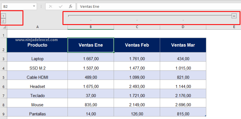 Como Agrupar Columnas en Excel - Ninja del Excel