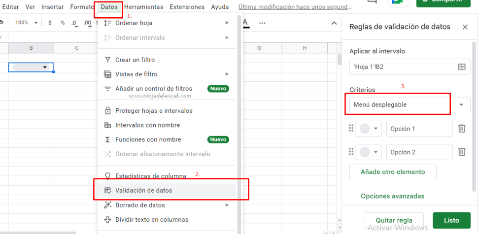 Cómo Crear una Celda Desplegable en Google Sheets - Ninja del Excel