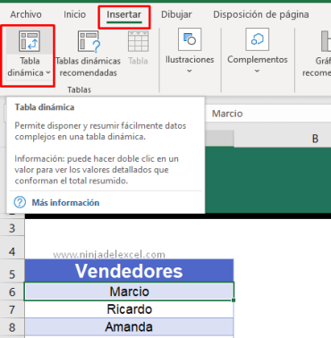 Eliminar nombres repetidos con tabla dinámica en Excel - Ninja del Excel