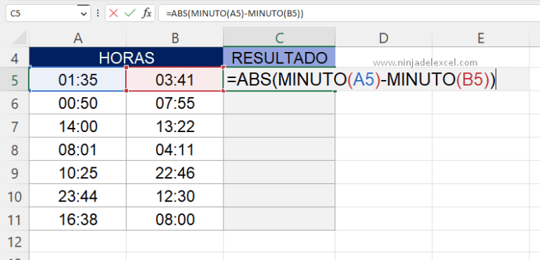 Cómo Restar Minutos en Excel - Ninja del Excel
