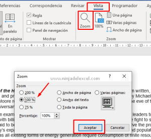 Para qué sirve Zoom en Word - Ninja del Excel