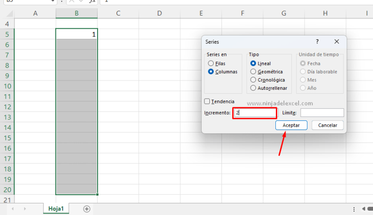 Rellenar Series con Saltos Numéricos en Excel - Ninja del Excel