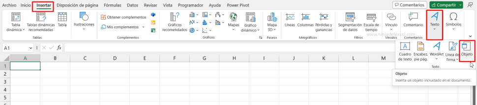 Cómo Insertar objetos de Otro Documento en Excel - Ninja del Excel