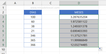 Cómo Calcular Días a Meses en Excel - Ninja del Excel
