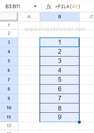 Cómo Usar la Función FILA en Google Sheets - Ninja del Excel