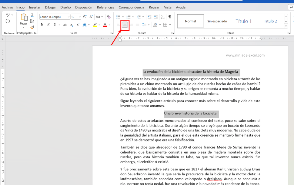 Cómo Centrar Texto en Word - Ninja del Excel