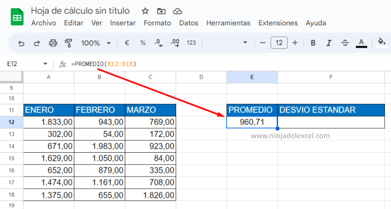 Calcular Desviación Estándar en Google Sheets - Ninja del Excel