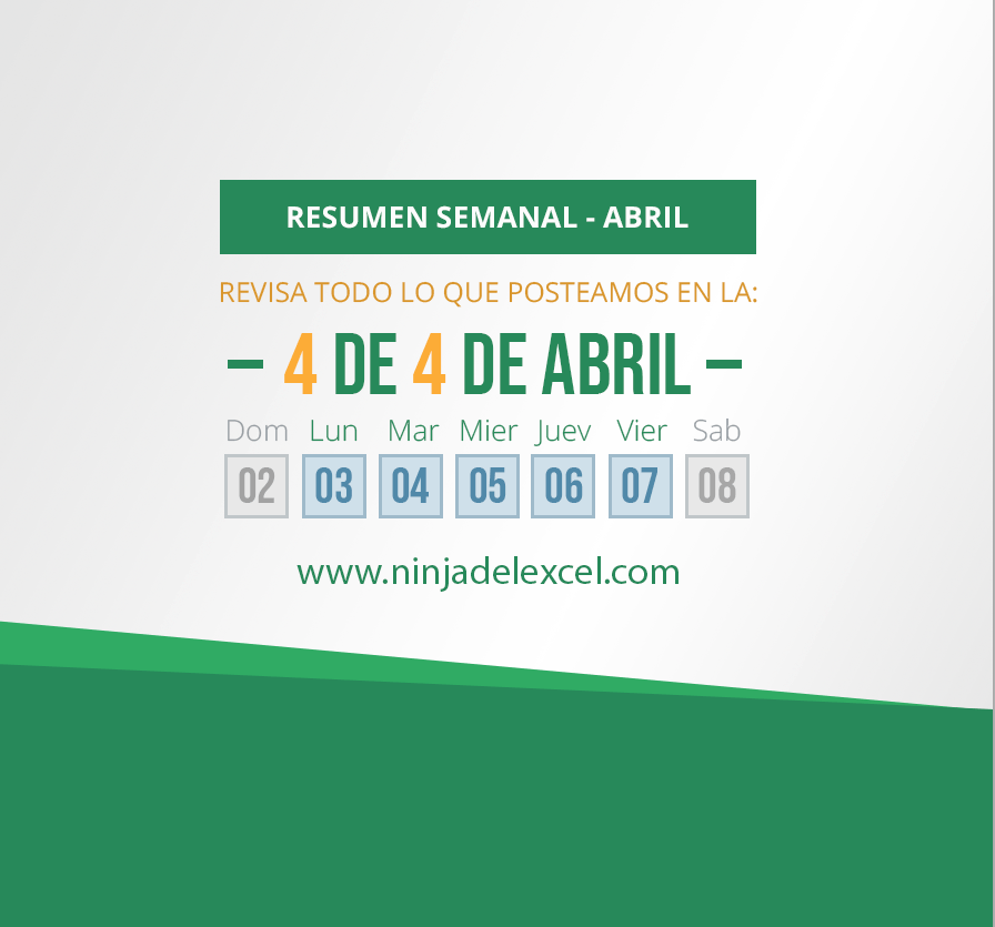 Resumen Semanal 4 de 4 - Abril del 2023 - Ninja del Excel