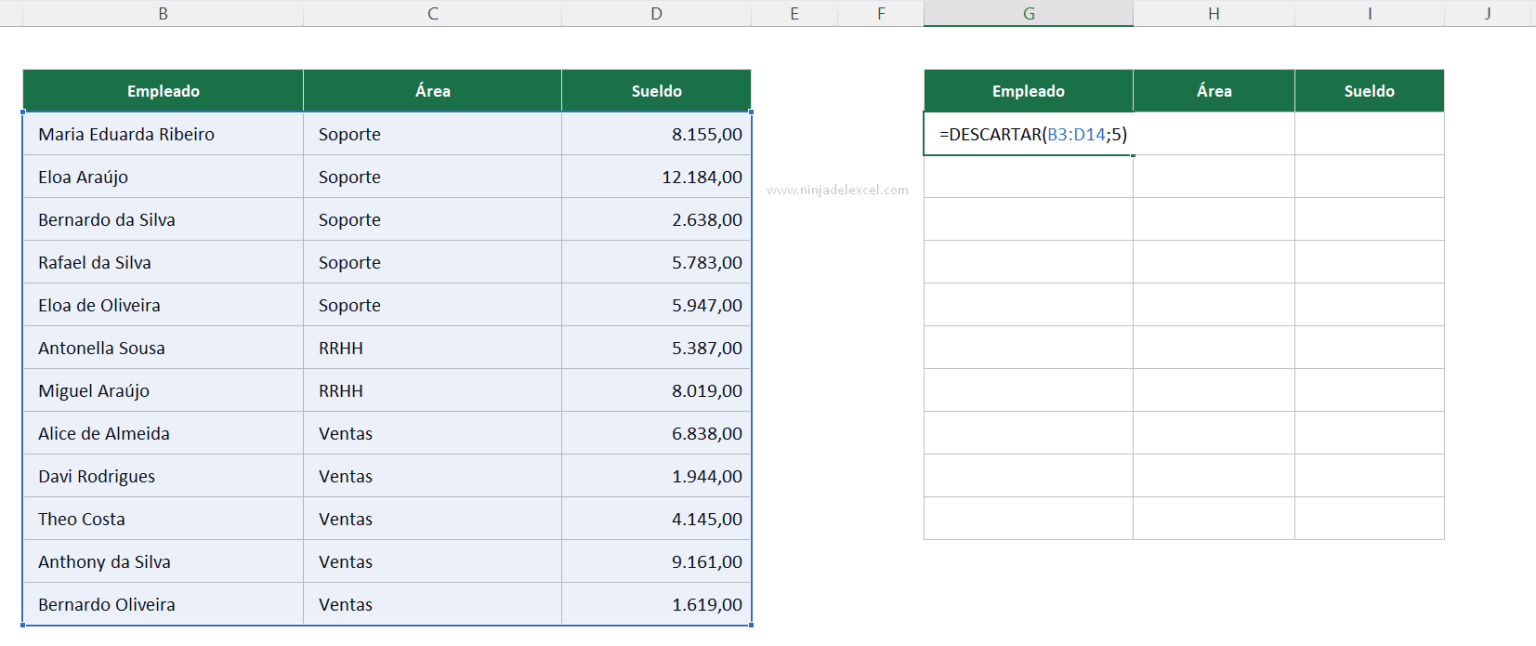 Cómo usar la función DESCARTAR en Excel (NUEVO) - Ninja del Excel